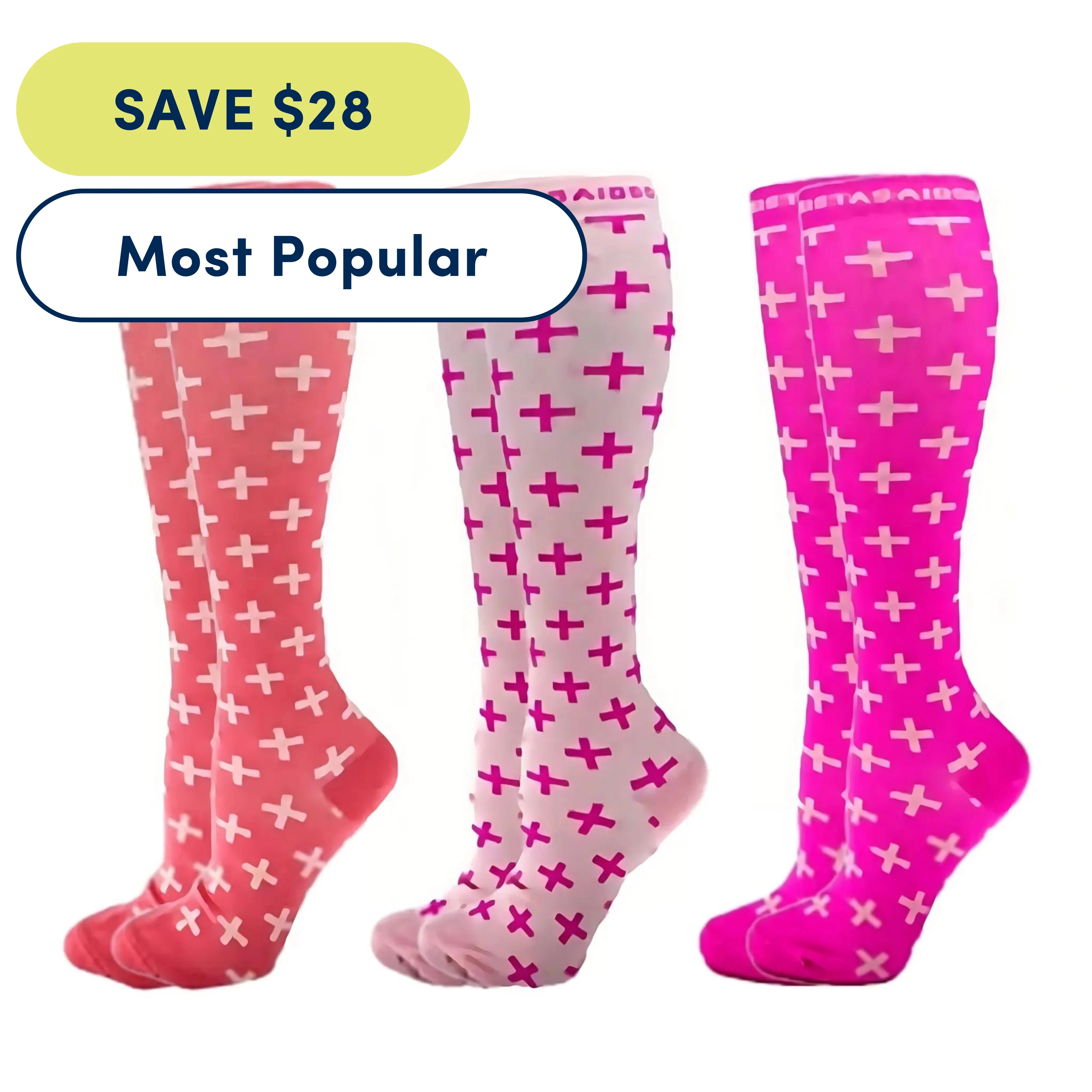 Pink-on-Pink Compression Socks 3-Set – Sistasaidso+